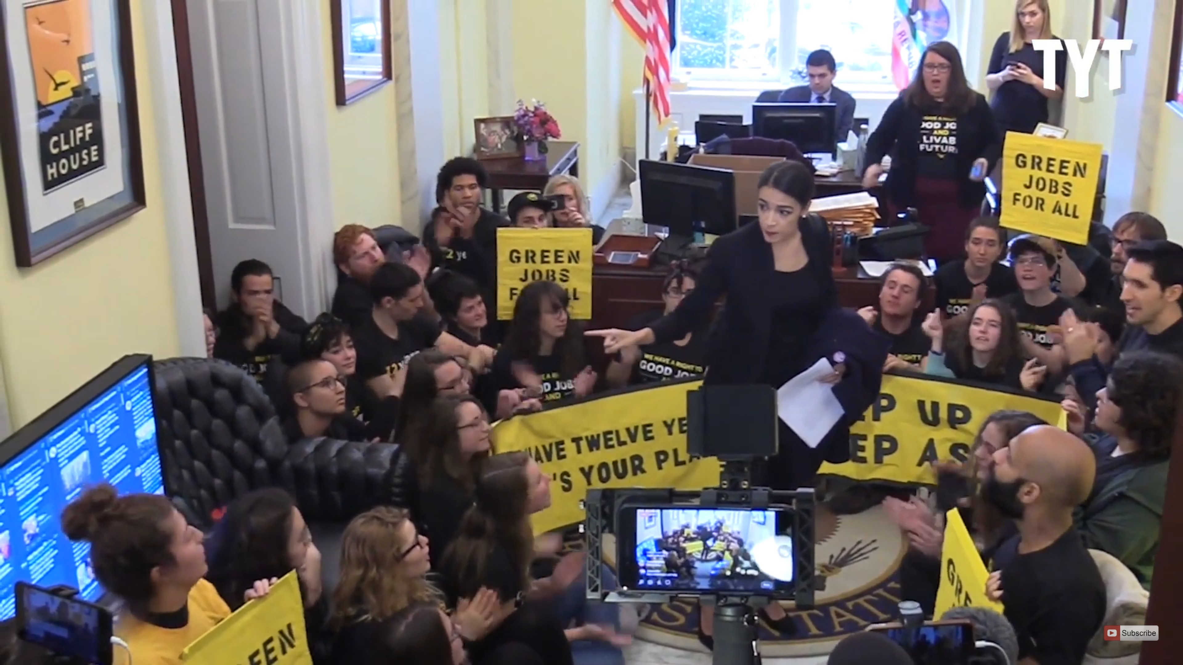 Alexandria Ocasio-Cortez Joins Protest Outside Pelosi's Office
